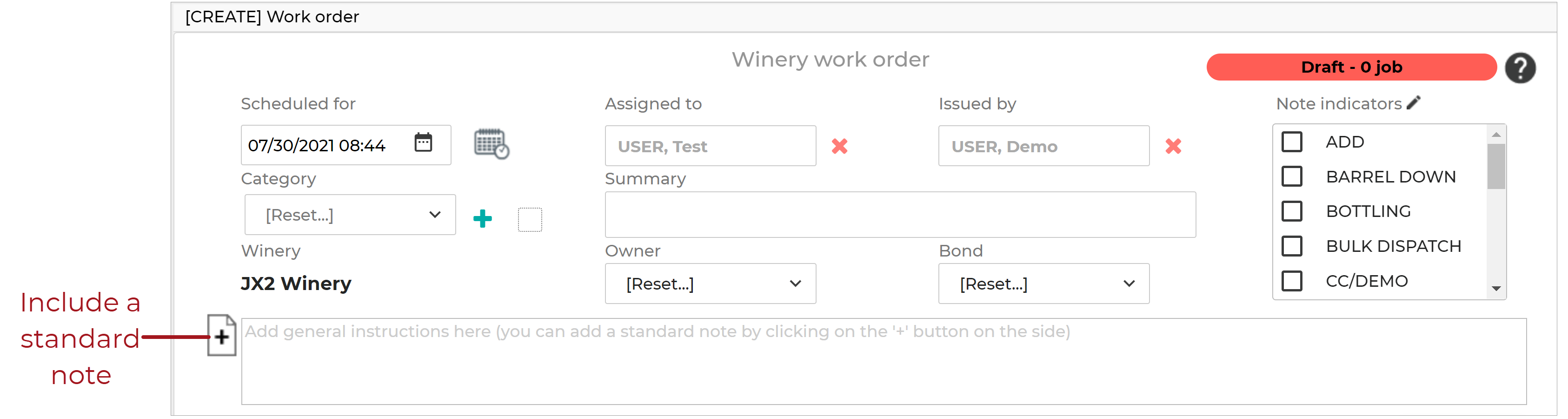 Setting Up a Standard Note – vintrace