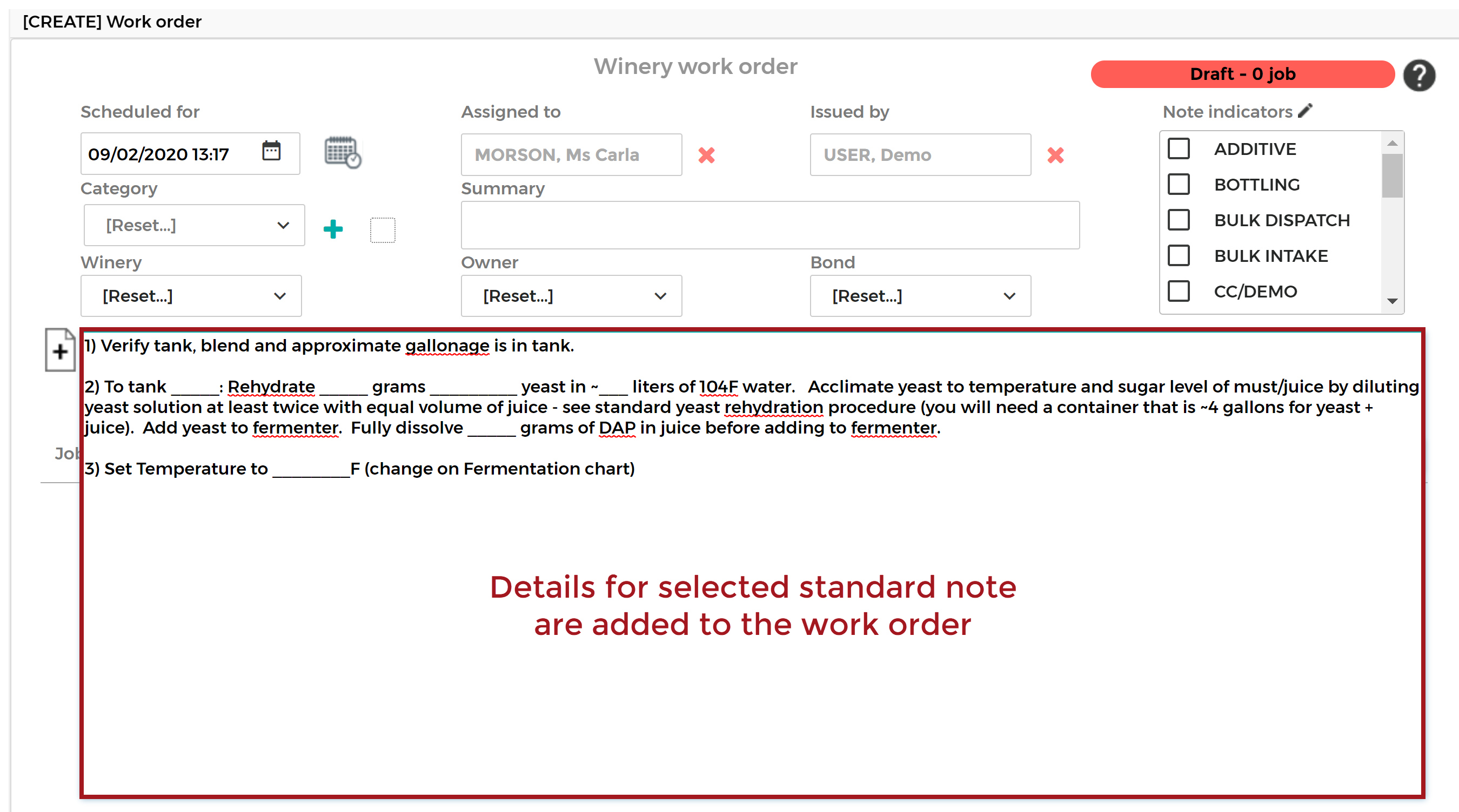 Setting Up a Standard Note – vintrace