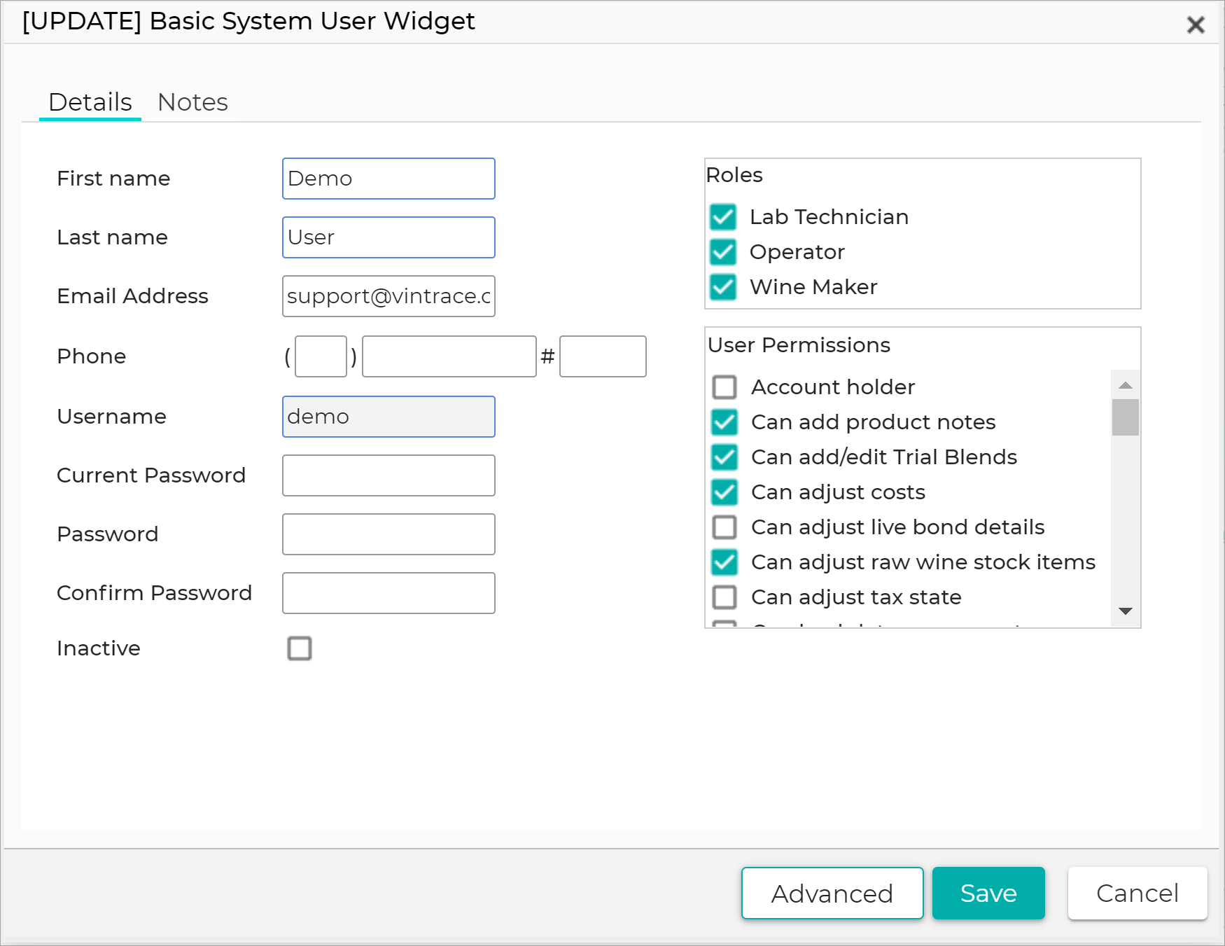 How do I change my password? – vintrace
