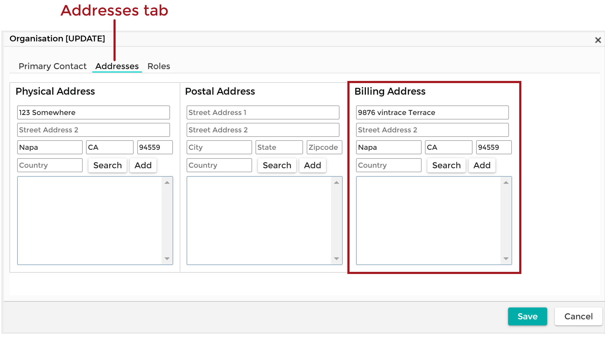 Setting the Address for Purchase and Sales Orders – vintrace