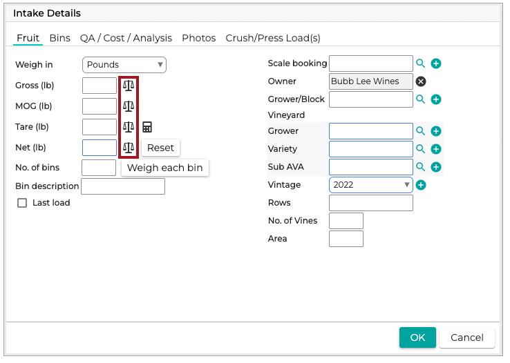 Weigh Scale Integration – vintrace