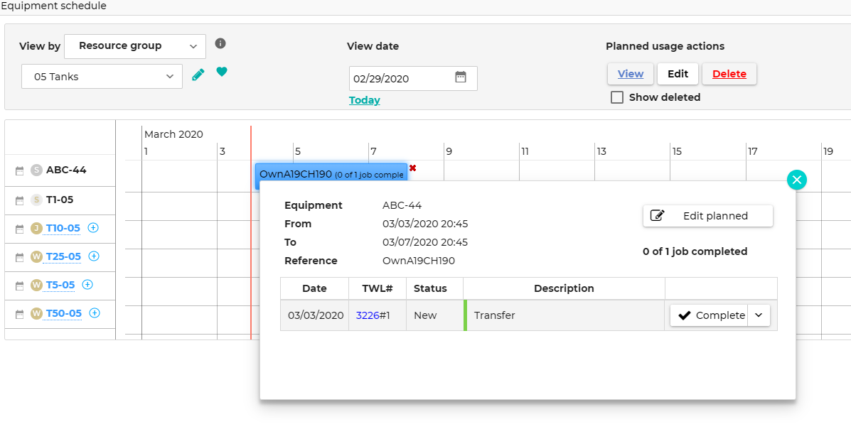Using the Equipment Schedule – vintrace