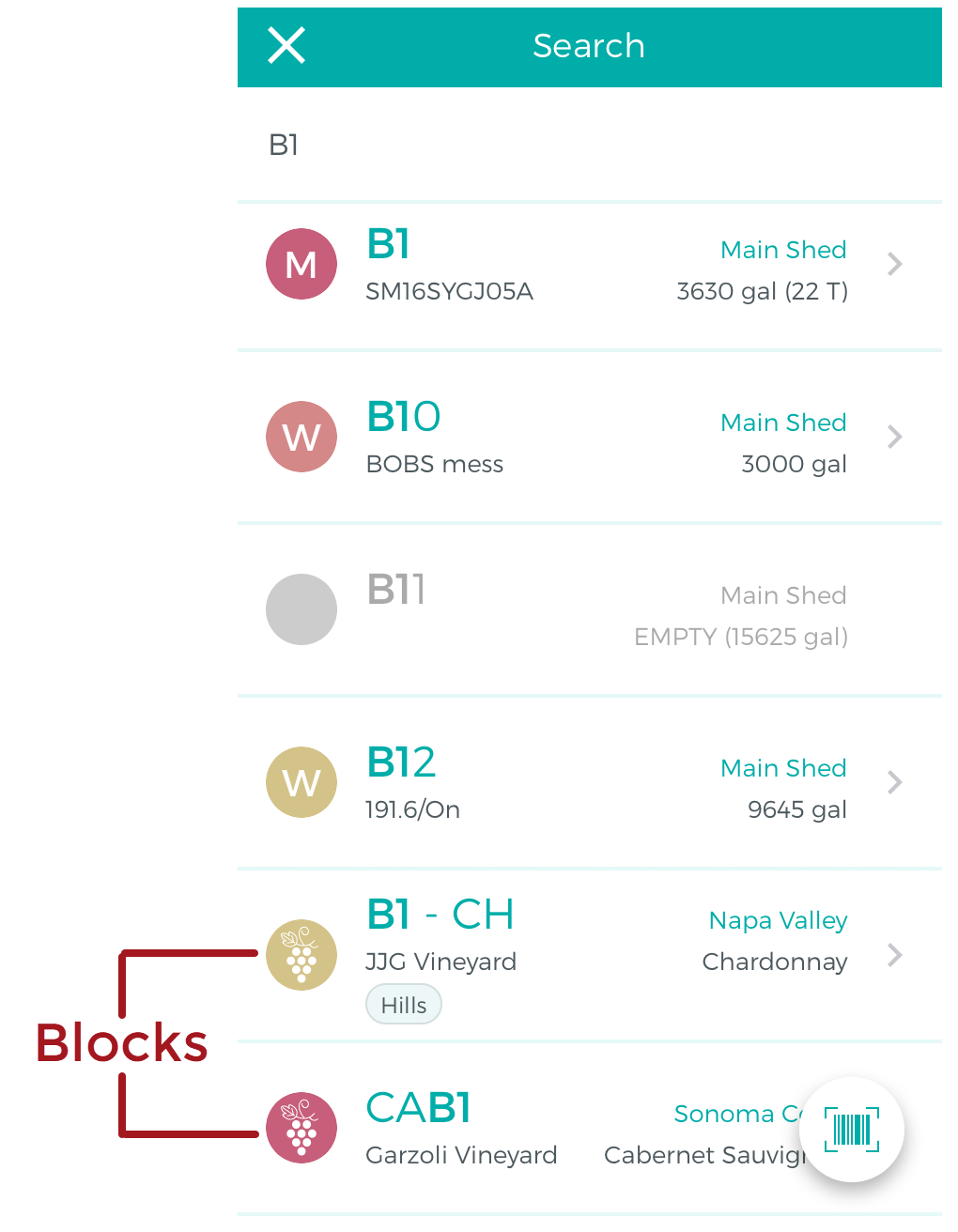 Viewing Blocks – vintrace
