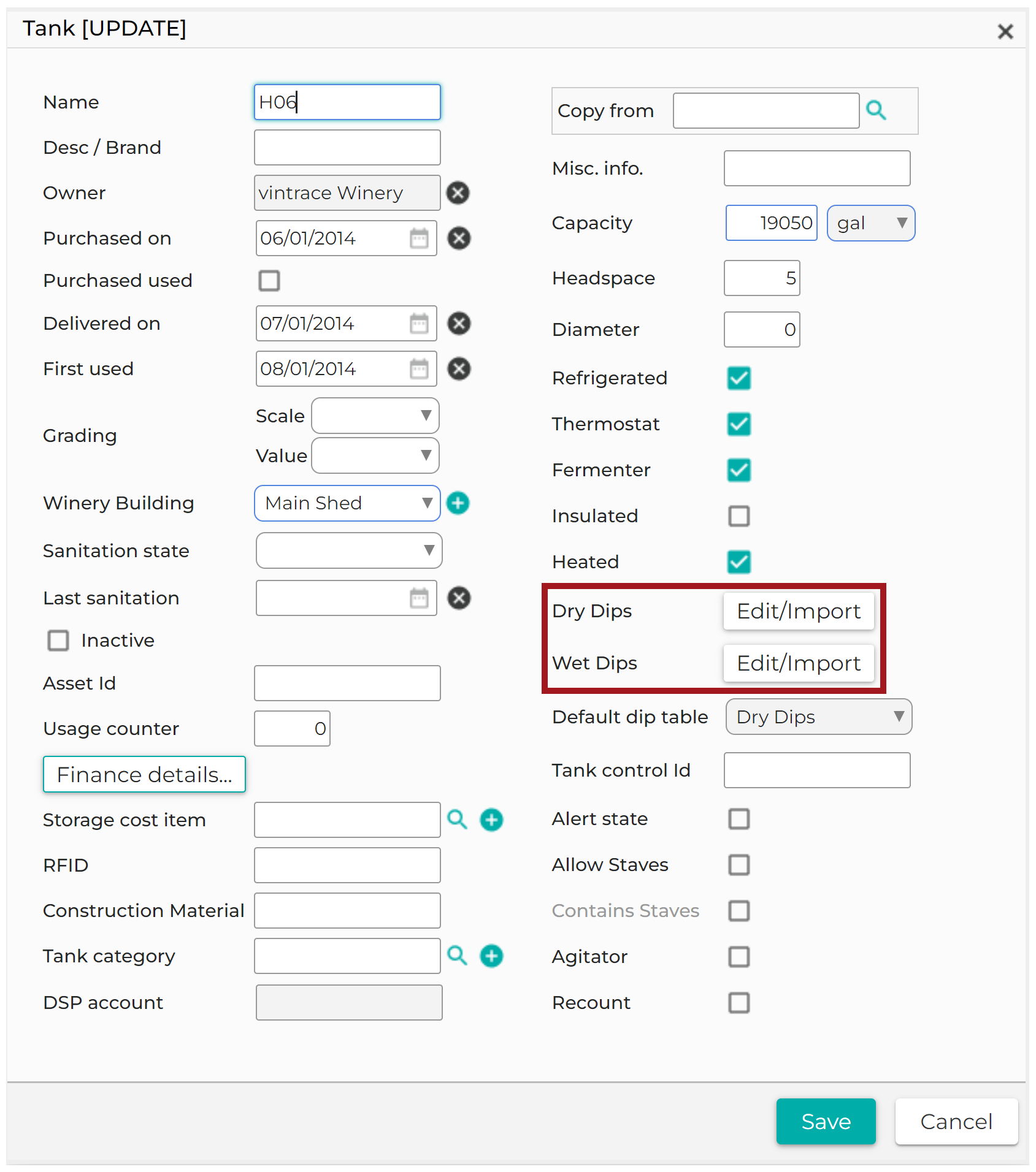 Wet and Dry Dip Tables – vintrace